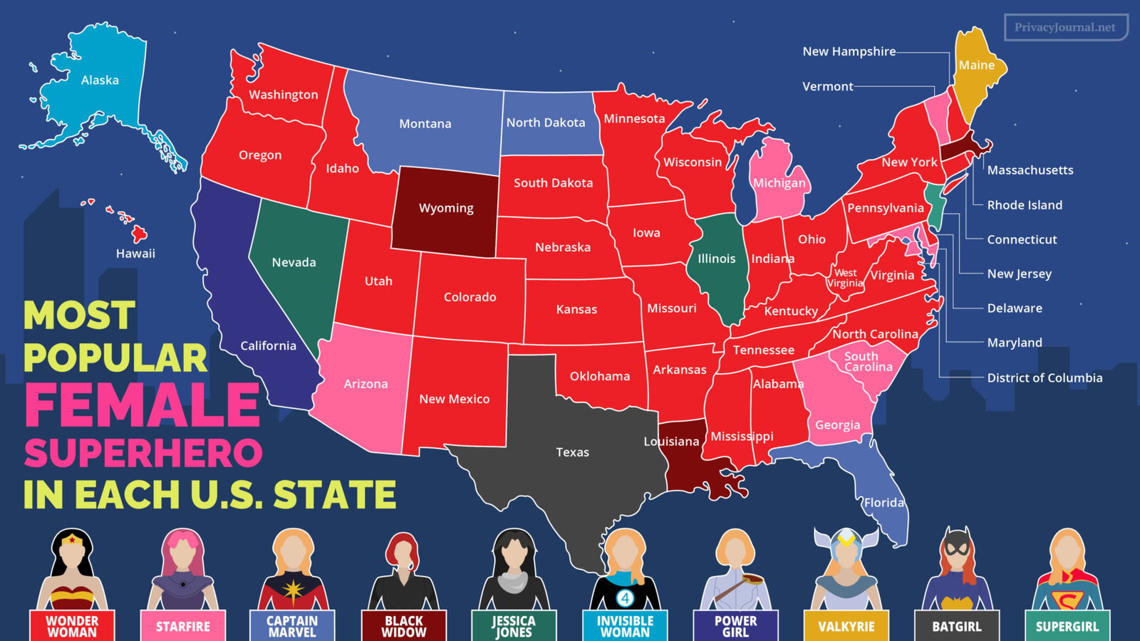 2025 Study Reveals The Most Popular Female Superhero In Each State ...